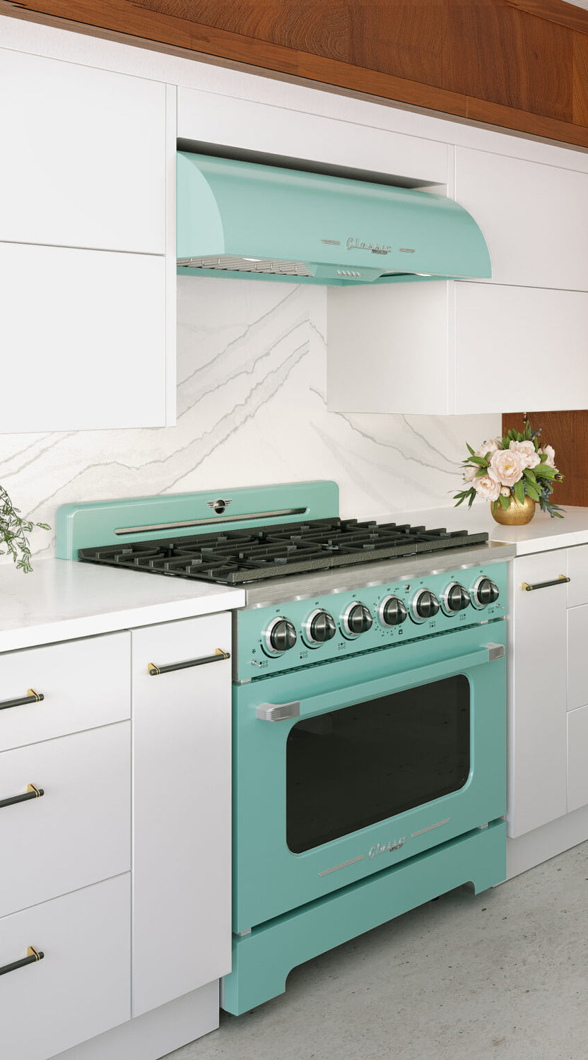 Unique 36' Classic Retro Ocean Mist Turquoise Range Hood – Unique ...