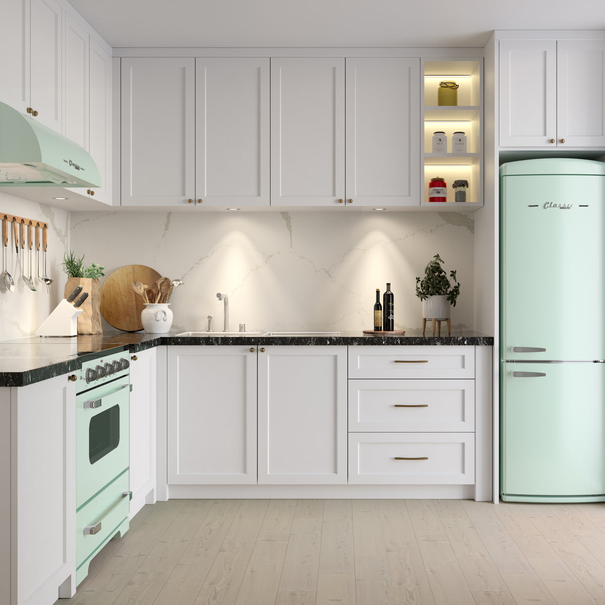 Classic Retro 12 cu. ft. Bottom Freezer Refrigerator in Summer Mint Gr ...