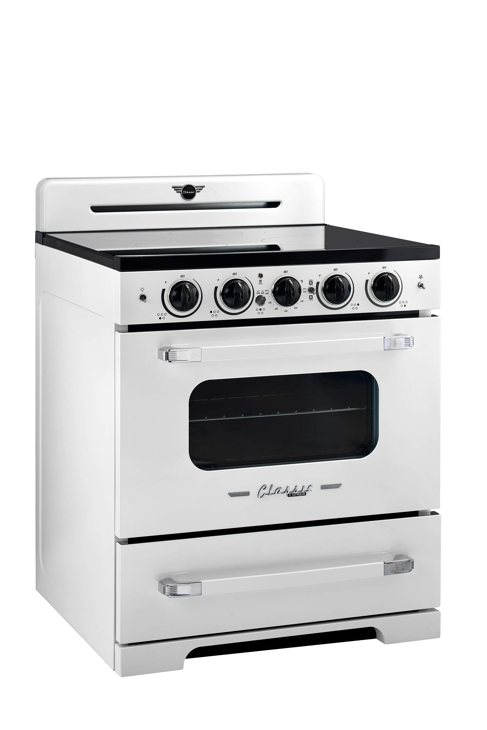 Unique 30' Classic Retro Induction Range Marshmallow White – Unique ...